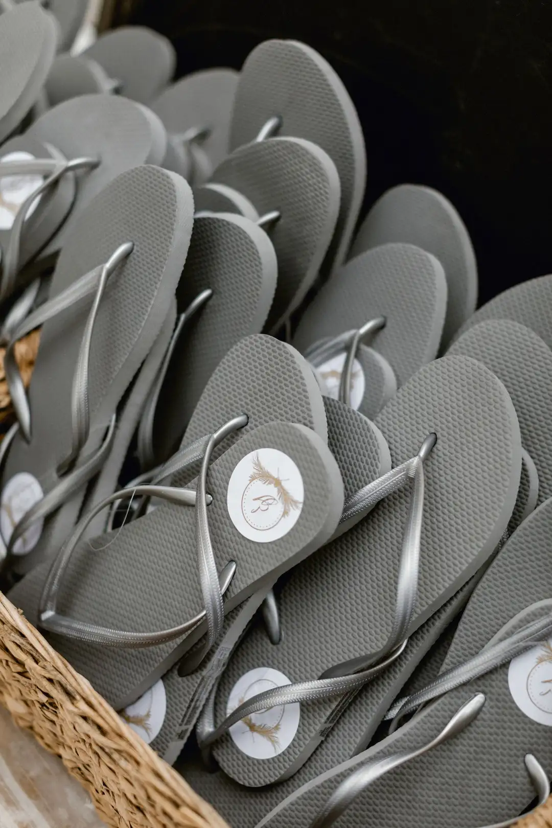 Grey Flip-Flops for Beach Wedding