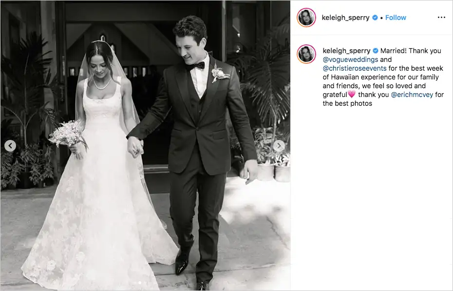 Actor Miles Teller & Model Keleigh Sperry Are Married!