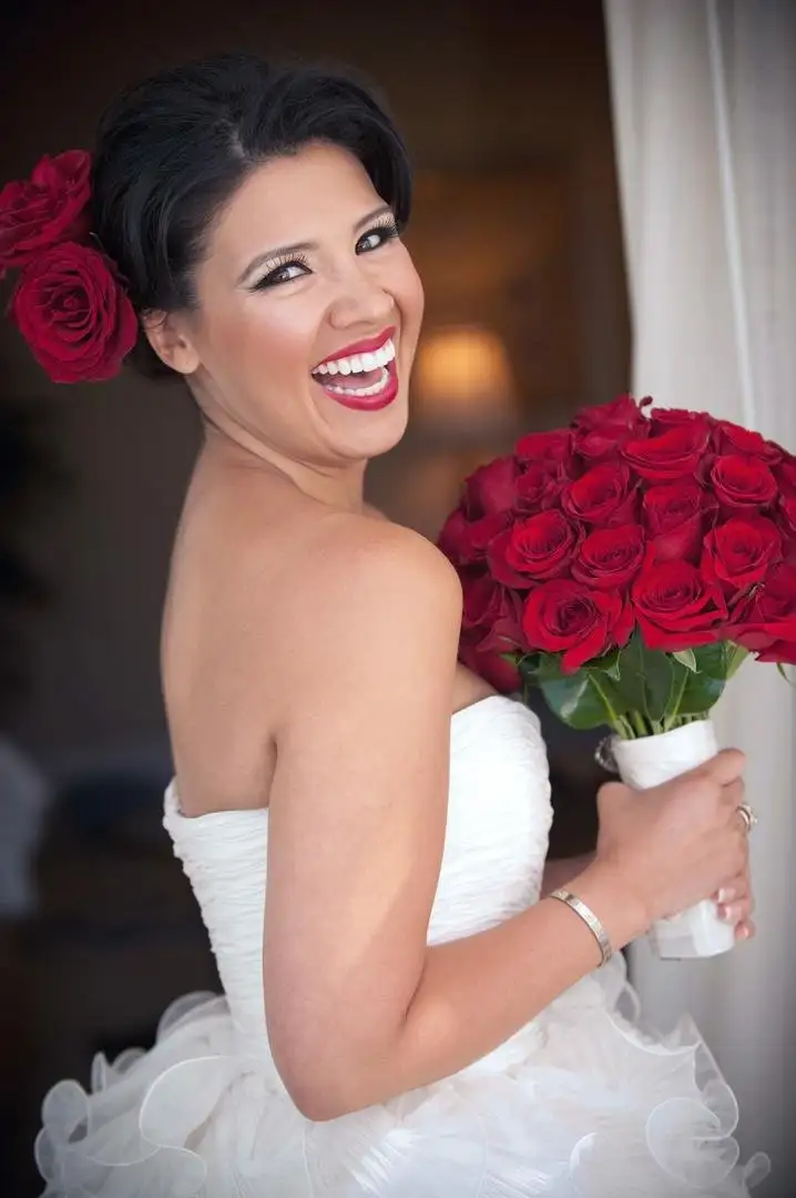 A Romantic Wedding with a Red Color Palette in Beverly Hills