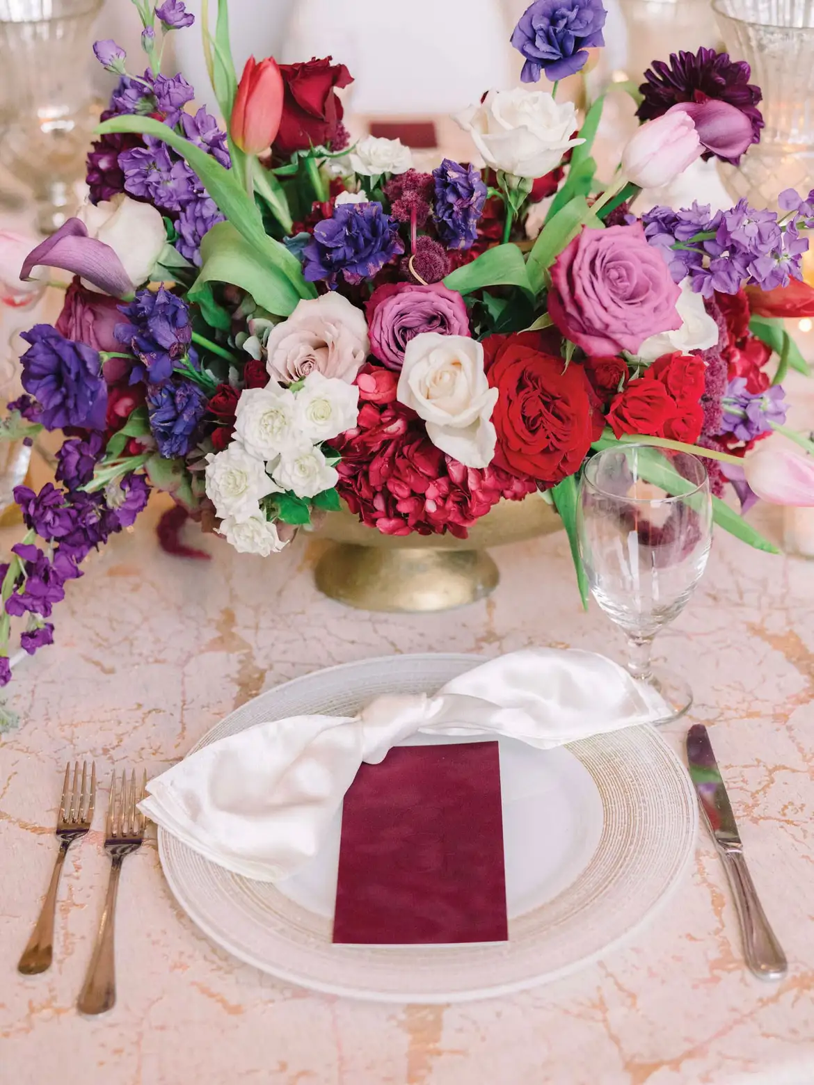 Velvet Menu at Wedding Guest Place Setting