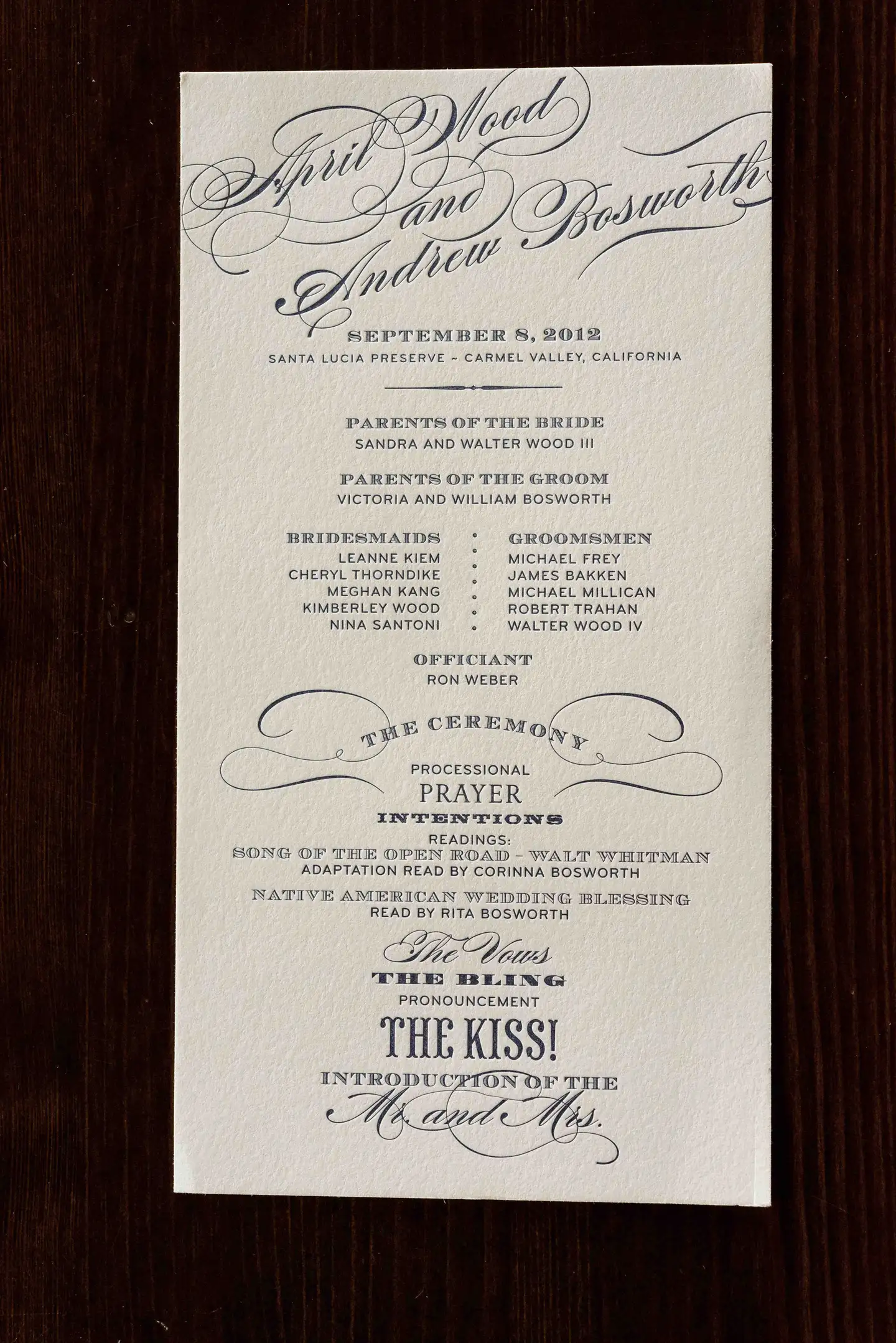 Cute Wedding Program