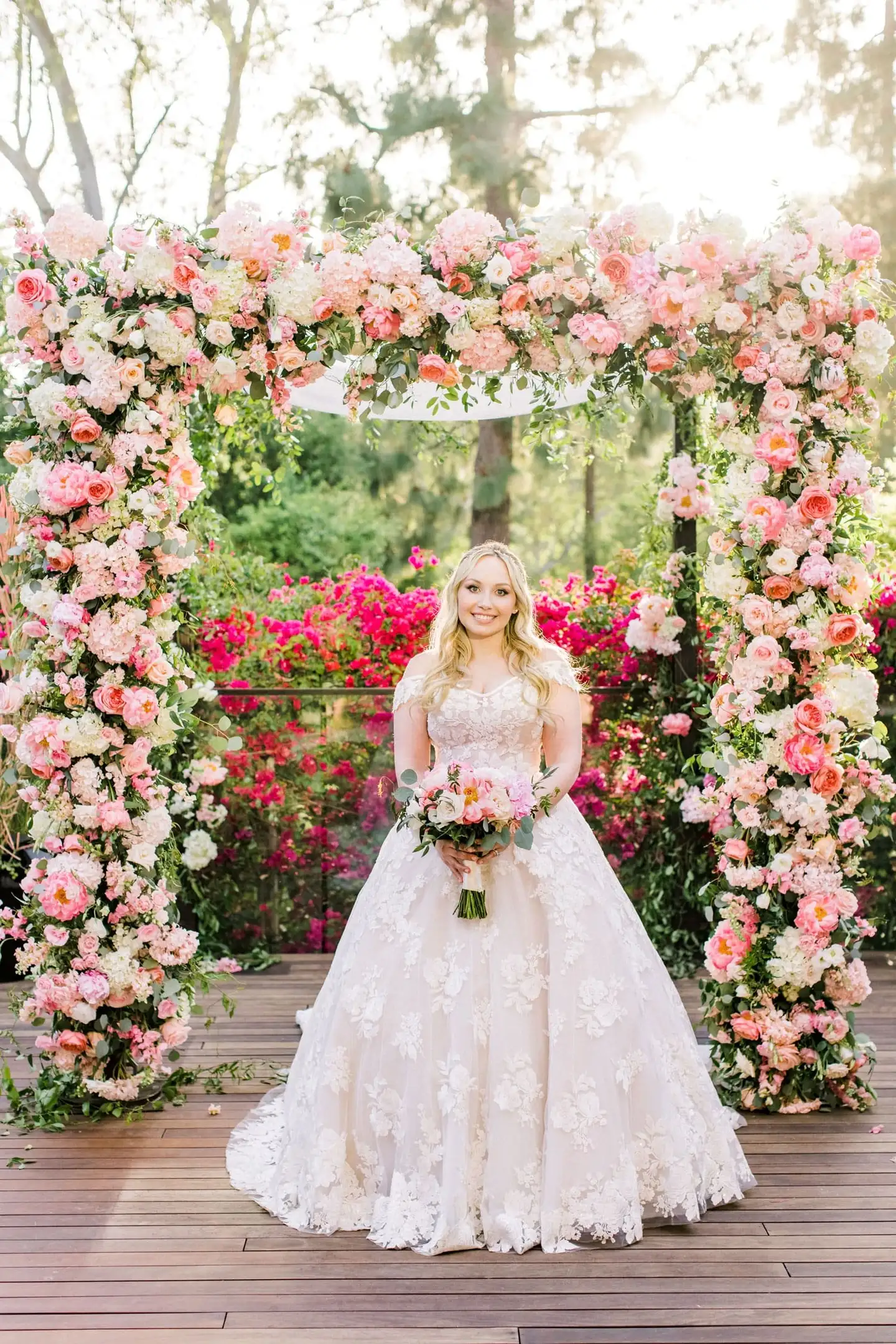 Outdoor Wedding with a Tropical Garden Design in Beverly Hills