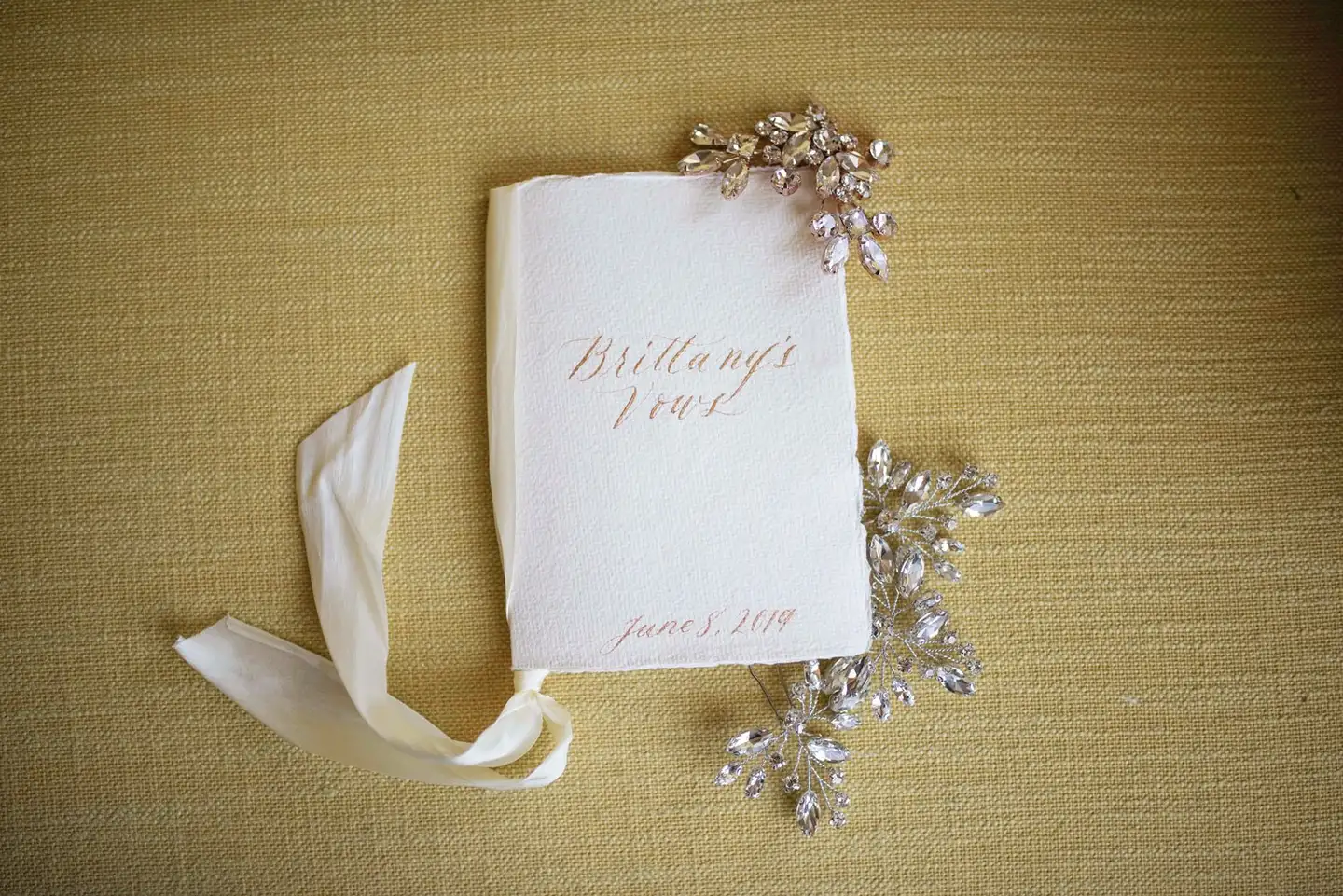 Bride's Vow Book with Ribbon Tie