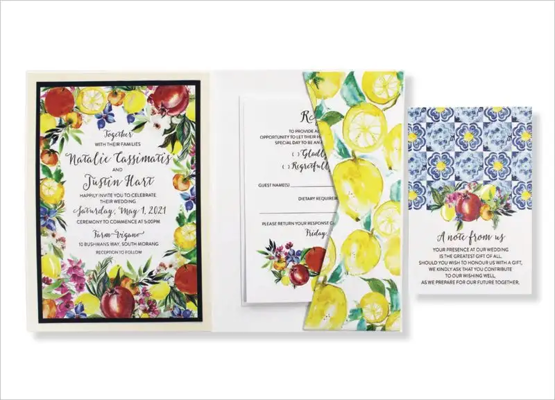 Organic Wedding Invitations with Fruits, Florals, Foliage & More