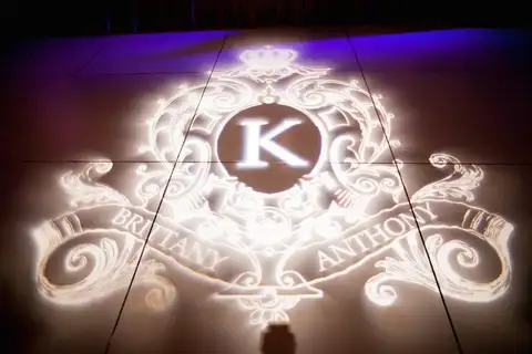 Reception Décor Photos - Illuminated Dance Floor Logo - Inside Weddings