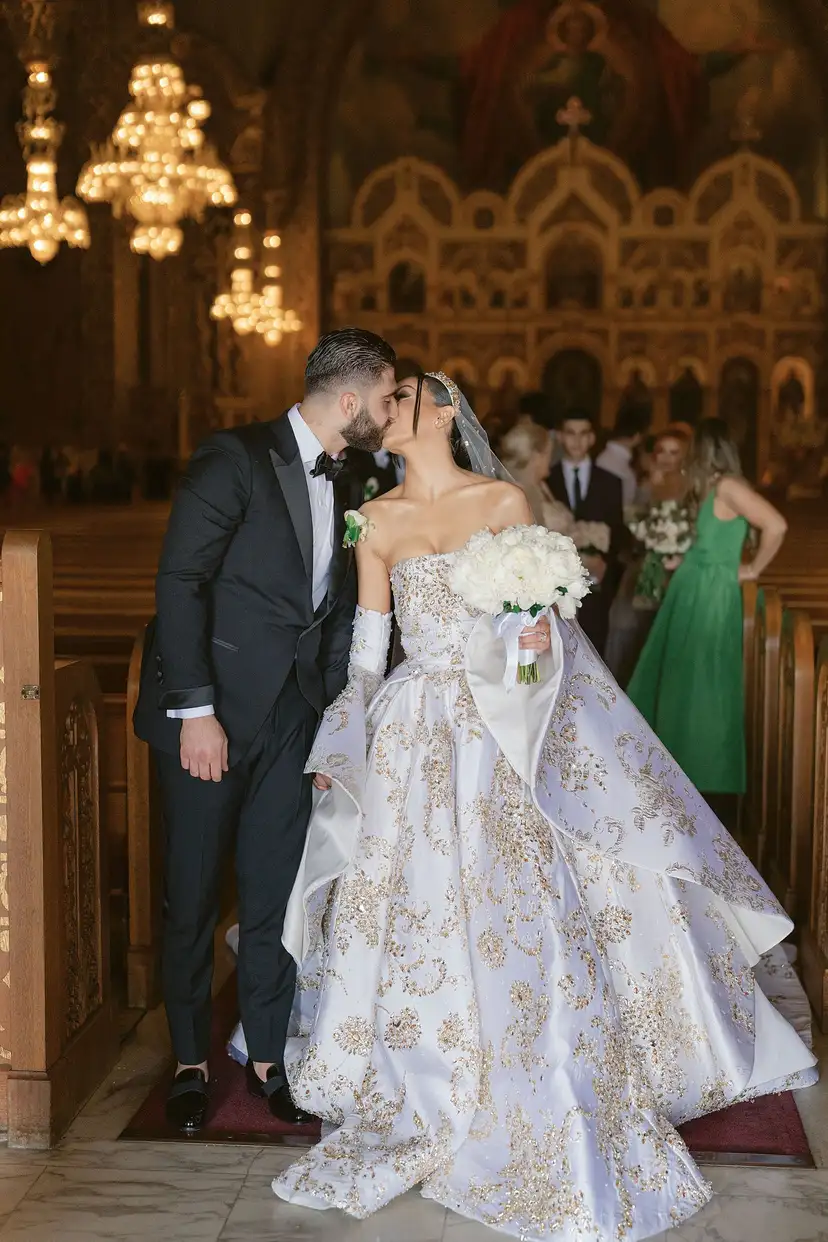 Bride Wears Custom Gown for Opulent Armenian Wedding in California