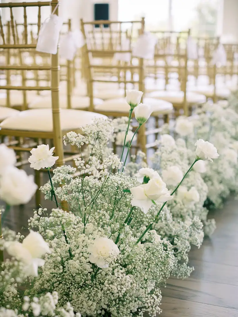 Baby's Breath Ground Florals at Ceremony
