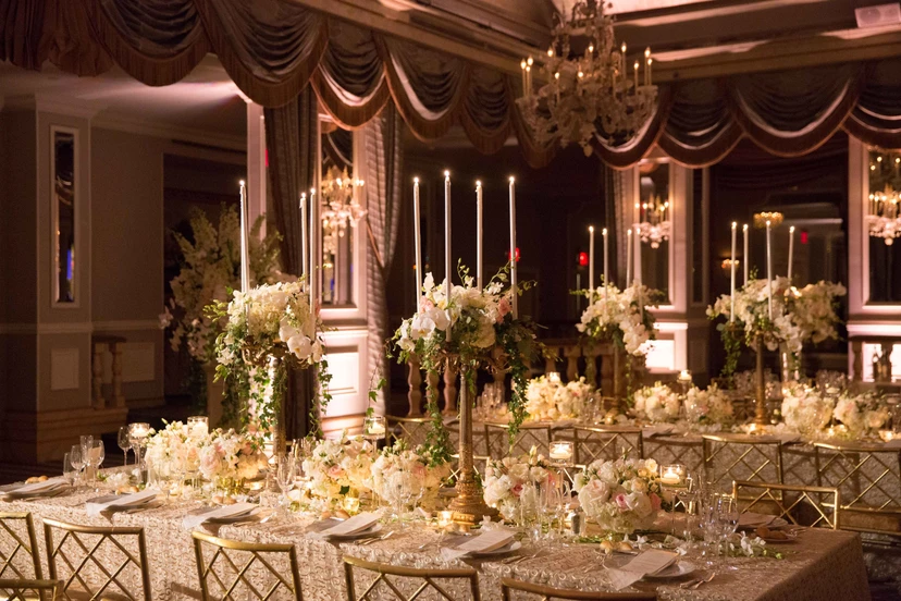 Long Tablescape with Tall Candelabra